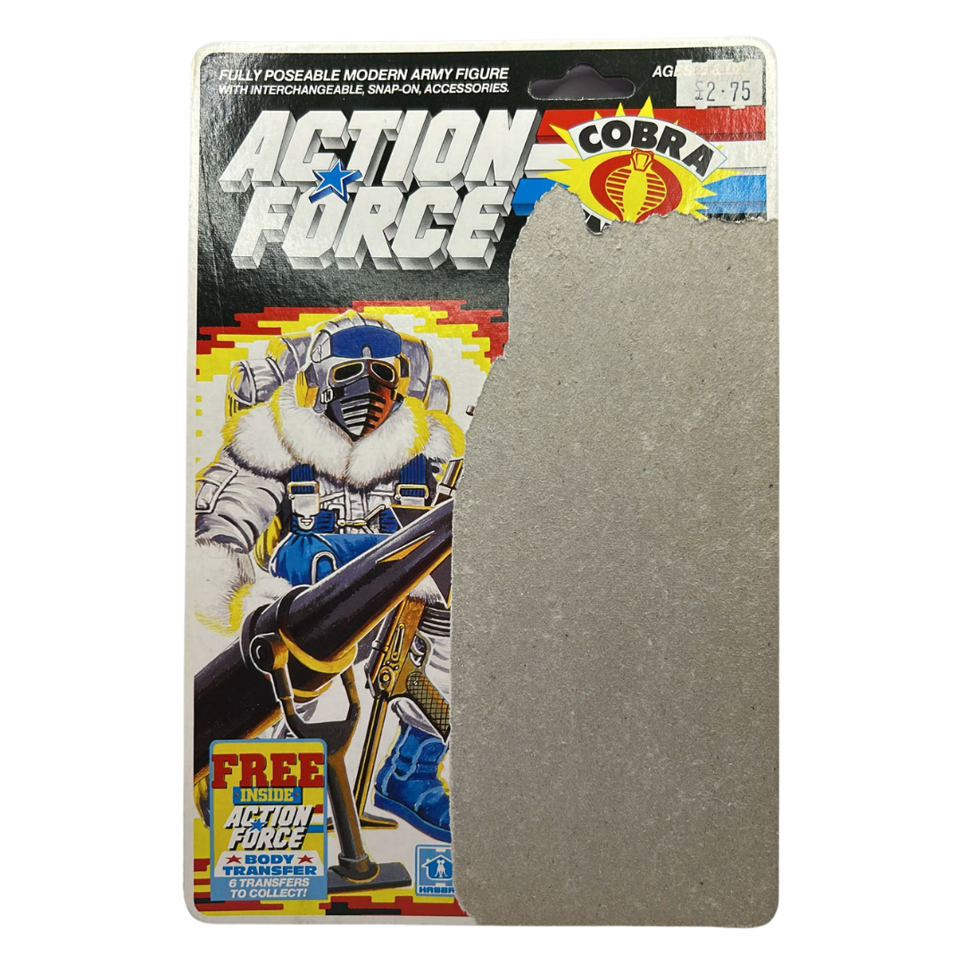 GI Joe, Action Force Snow Serpent original cardback filecard backing c ...
