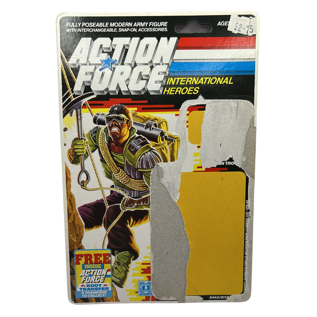 GI Joe, Action Force Alpine original cardback filecard backing card ...