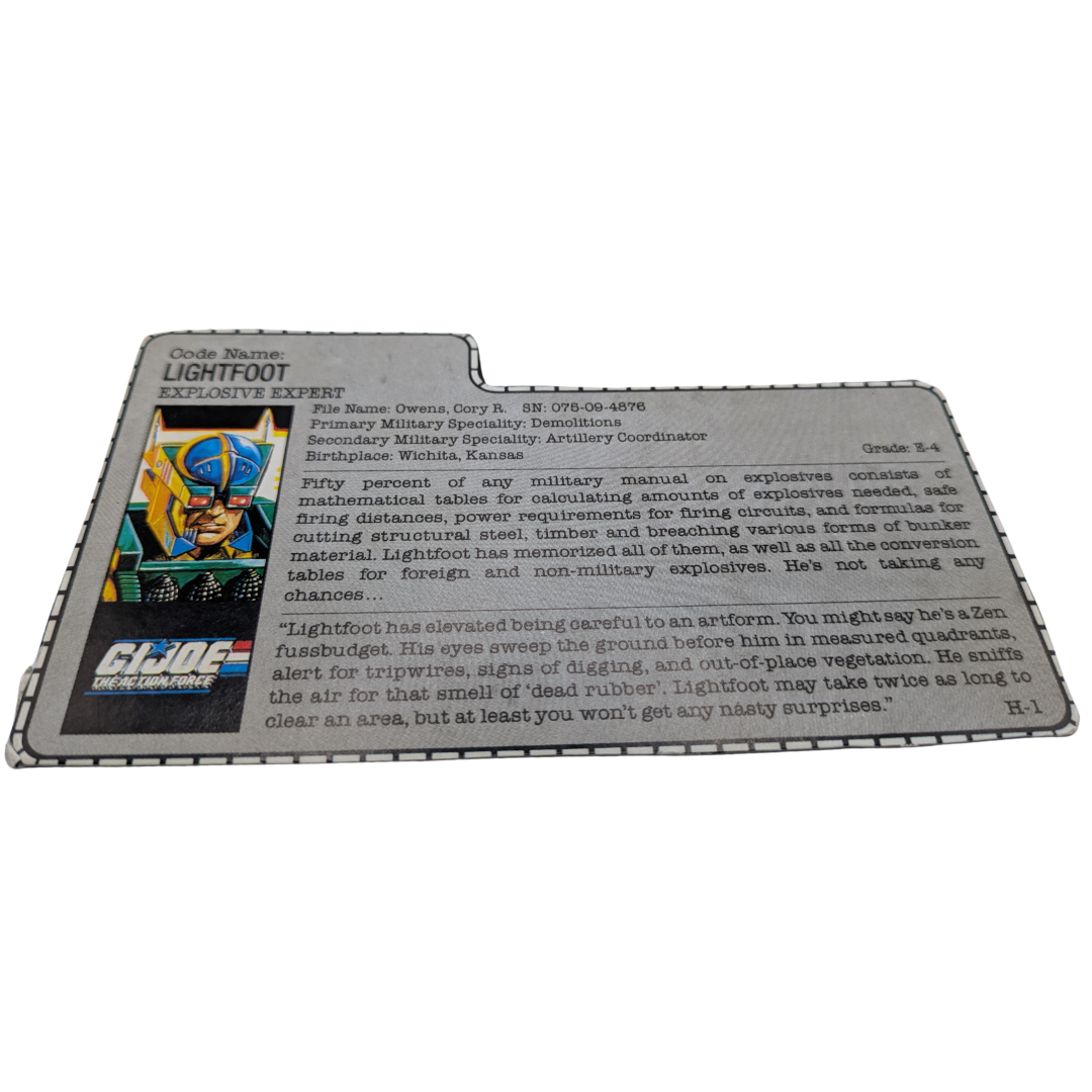Gi Joe, Action Force Lightfoot filecard 929 – Lexi's Toy Loft